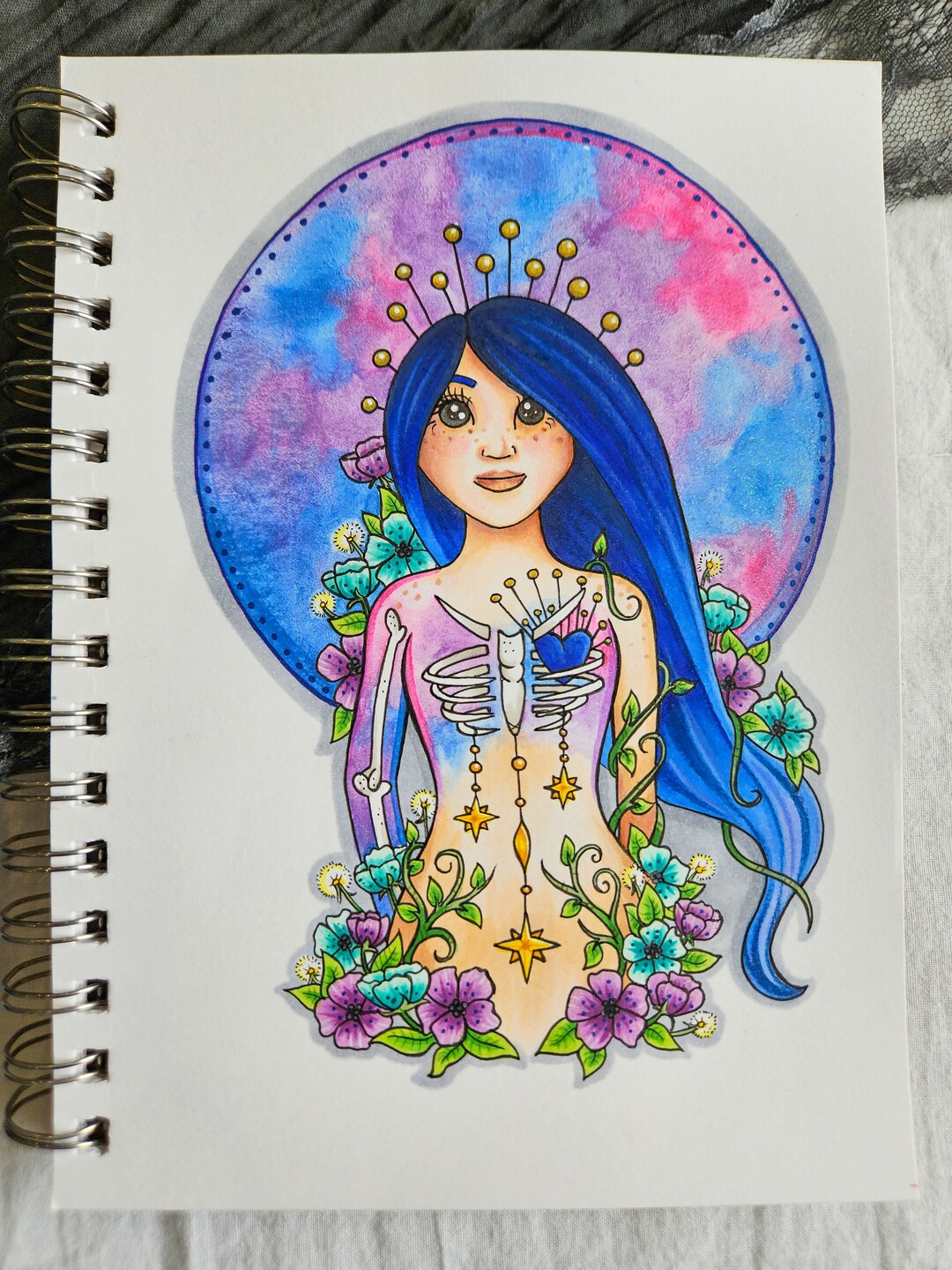 Bone Witch ORIGINAL ART, Hand Painted, Hand Drawn, Witchy Art, Dark ...