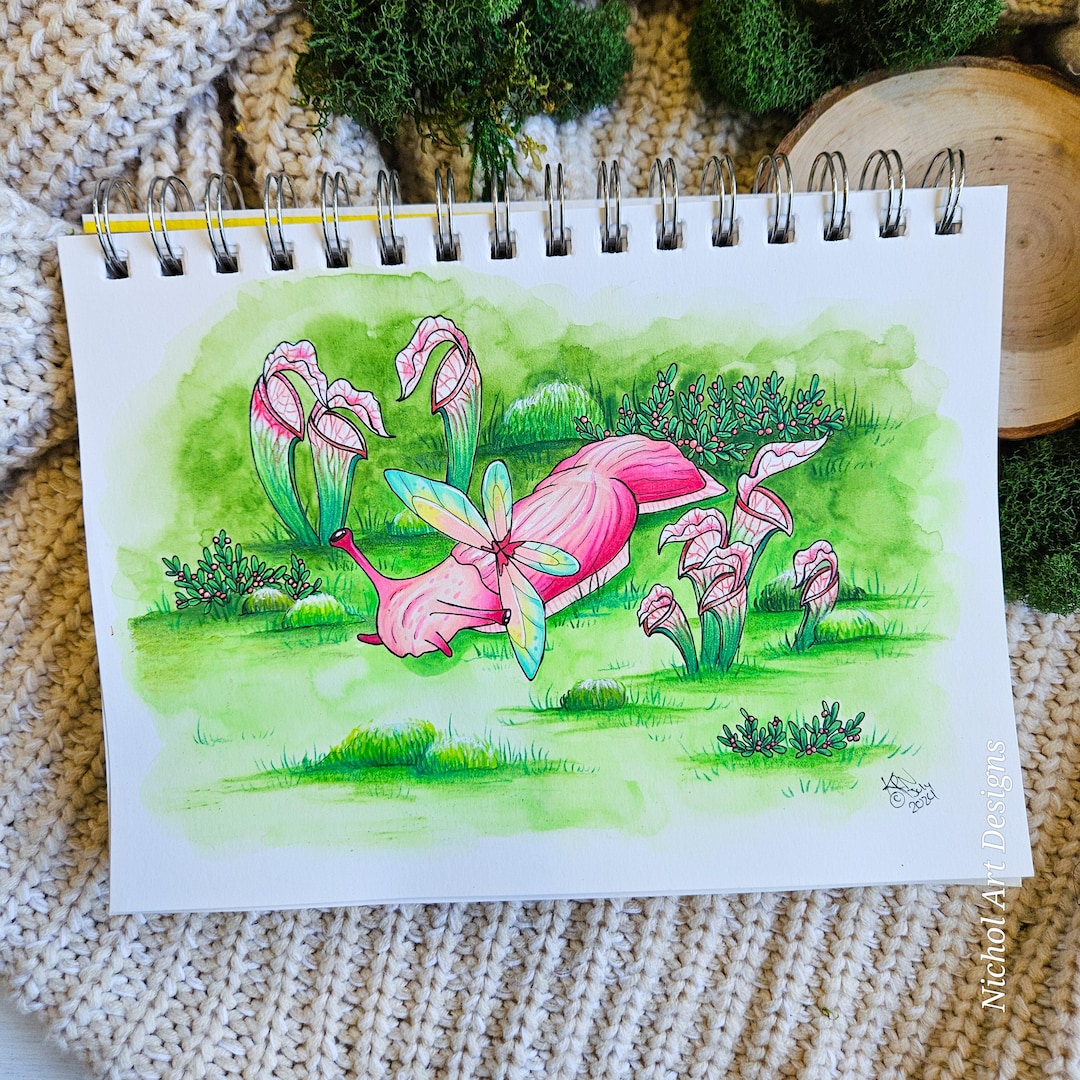 Tilly Slug Fairy ORIGINAL ART, Hand Drawn, Pink Slug, Slug Art - Etsy