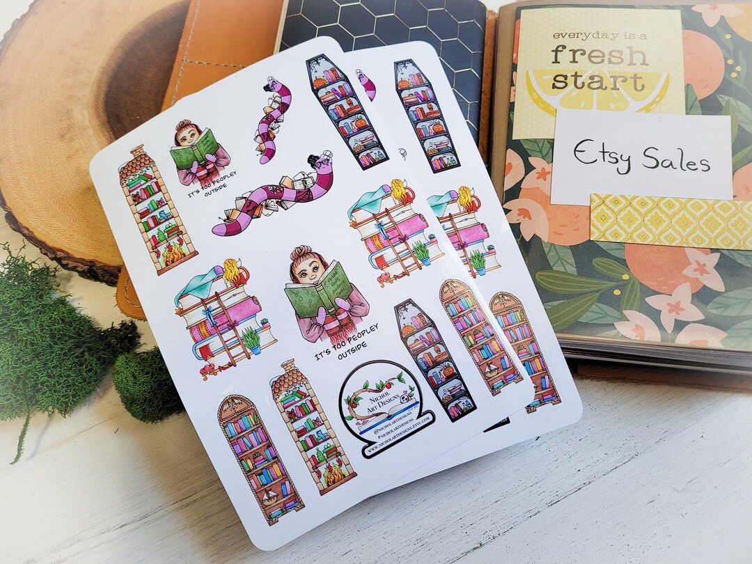 Bookish Sticker Sheets Two Pack Reading Sticker Pack - Etsy
