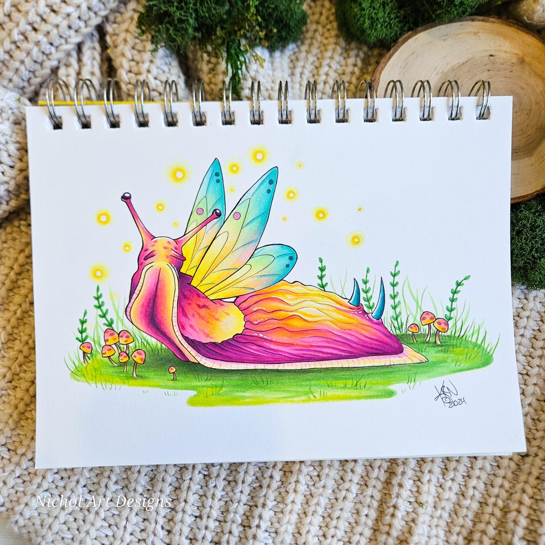 Clarissa Slug Fairy ORIGINAL ART, Hand Drawn, Pink Slug, Slug Art - Etsy
