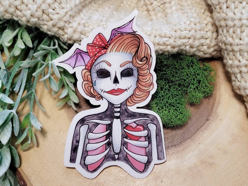 Pin up Skeleton Vinyl Sticker Skeleton Girl Sticker Pin up - Etsy Canada