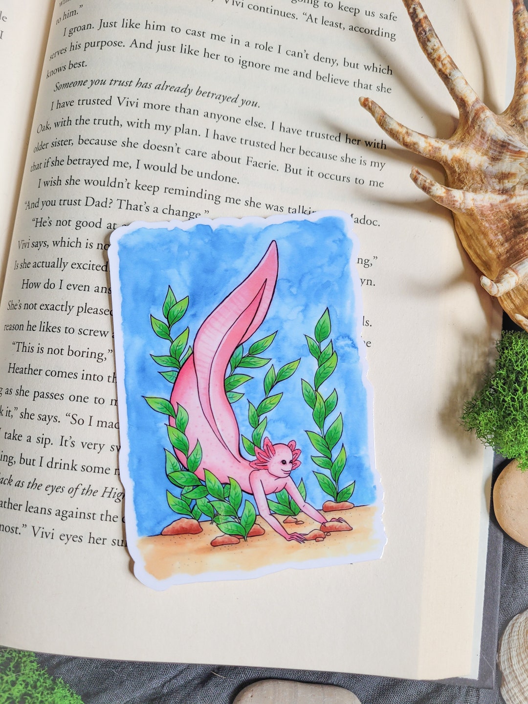 Axolotl Mermaid Sticker, Axolotl Mermaid Decal, Pastel Goth Stickers ...