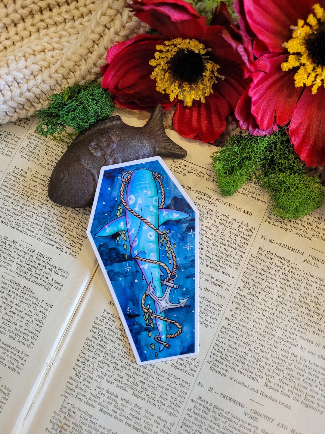 Shark and Anchor Vinyl Sticker, Shark Sticker, Coffin Sticker, Shark ...