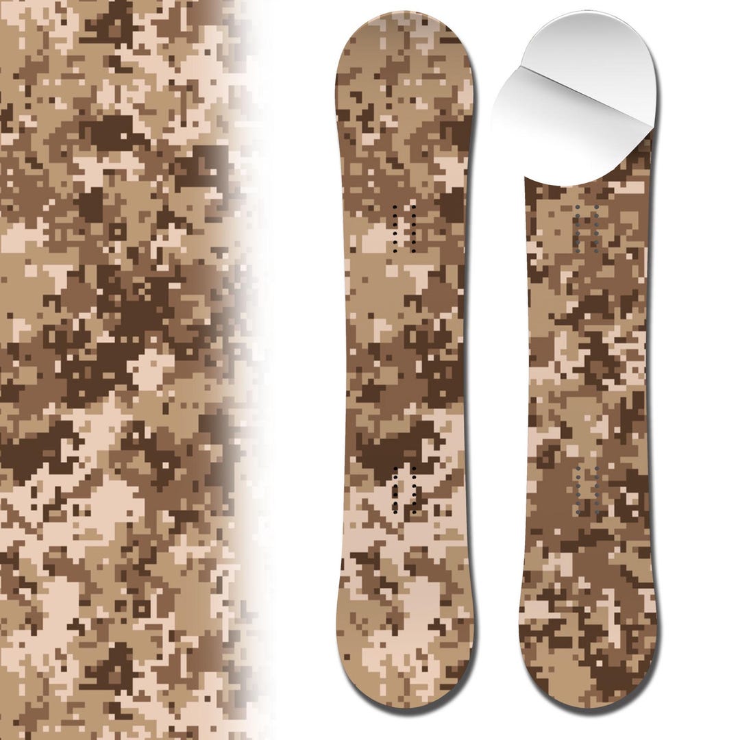 0039 Tan Pixel Camo Adhesive Vinyl Snowboard Wrap and Skin - up to 65 ...