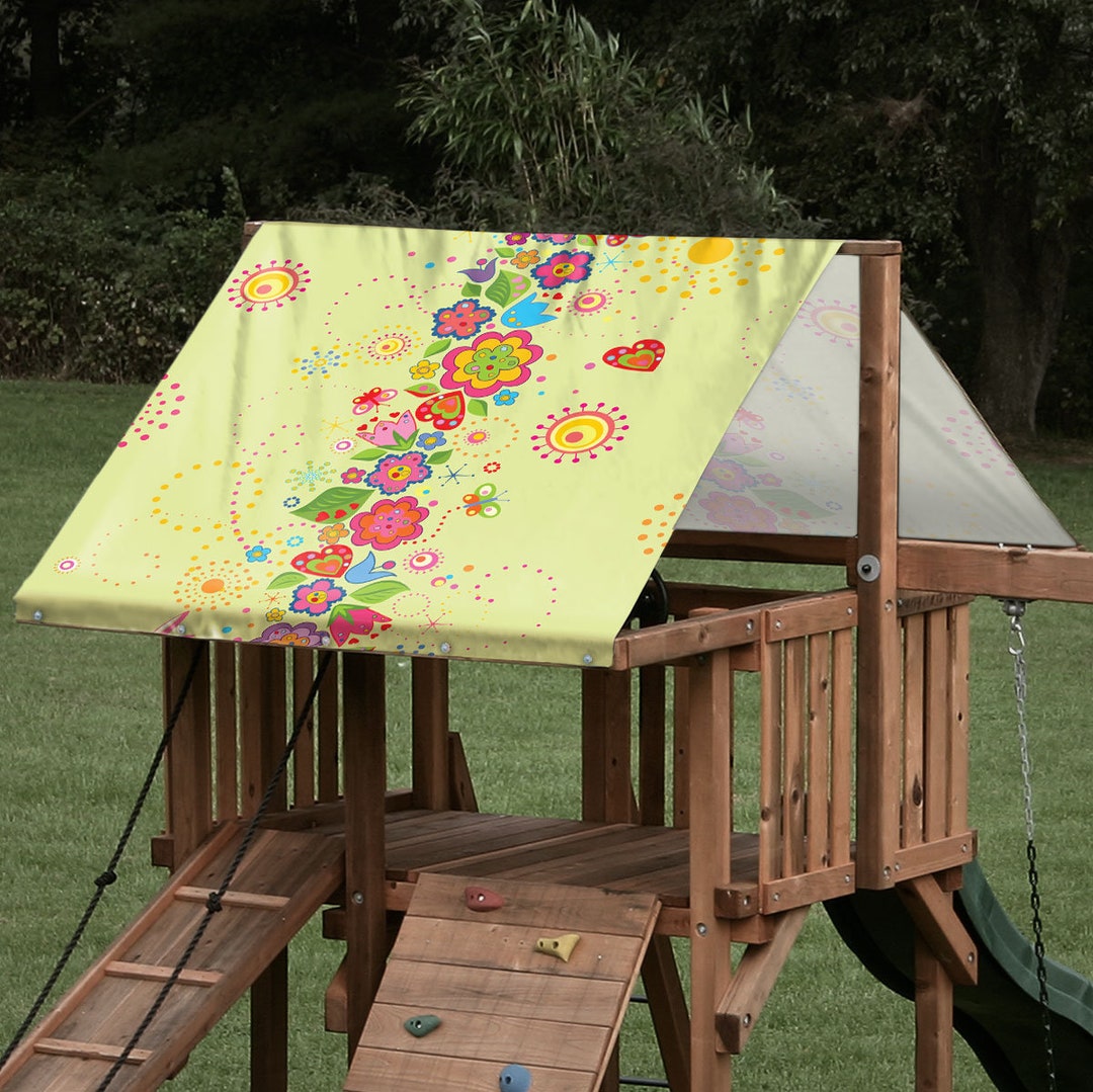 Heavy Duty 15 Oz Custom Flower Swirl Tarp \ Canopy for Outdoor Playset ...