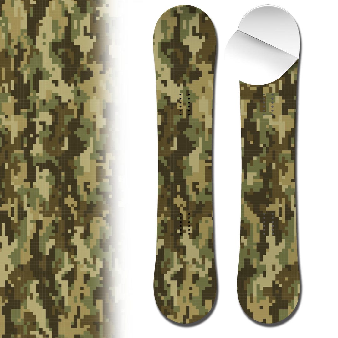 0038 Green Pixel Camo Adhesive Vinyl Snowboard Wrap and Skin - up to 65 ...