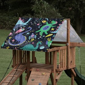 Heavy Duty 15 Oz Custom Space Dinos Tarp \ Canopy for Outdoor Playset ...