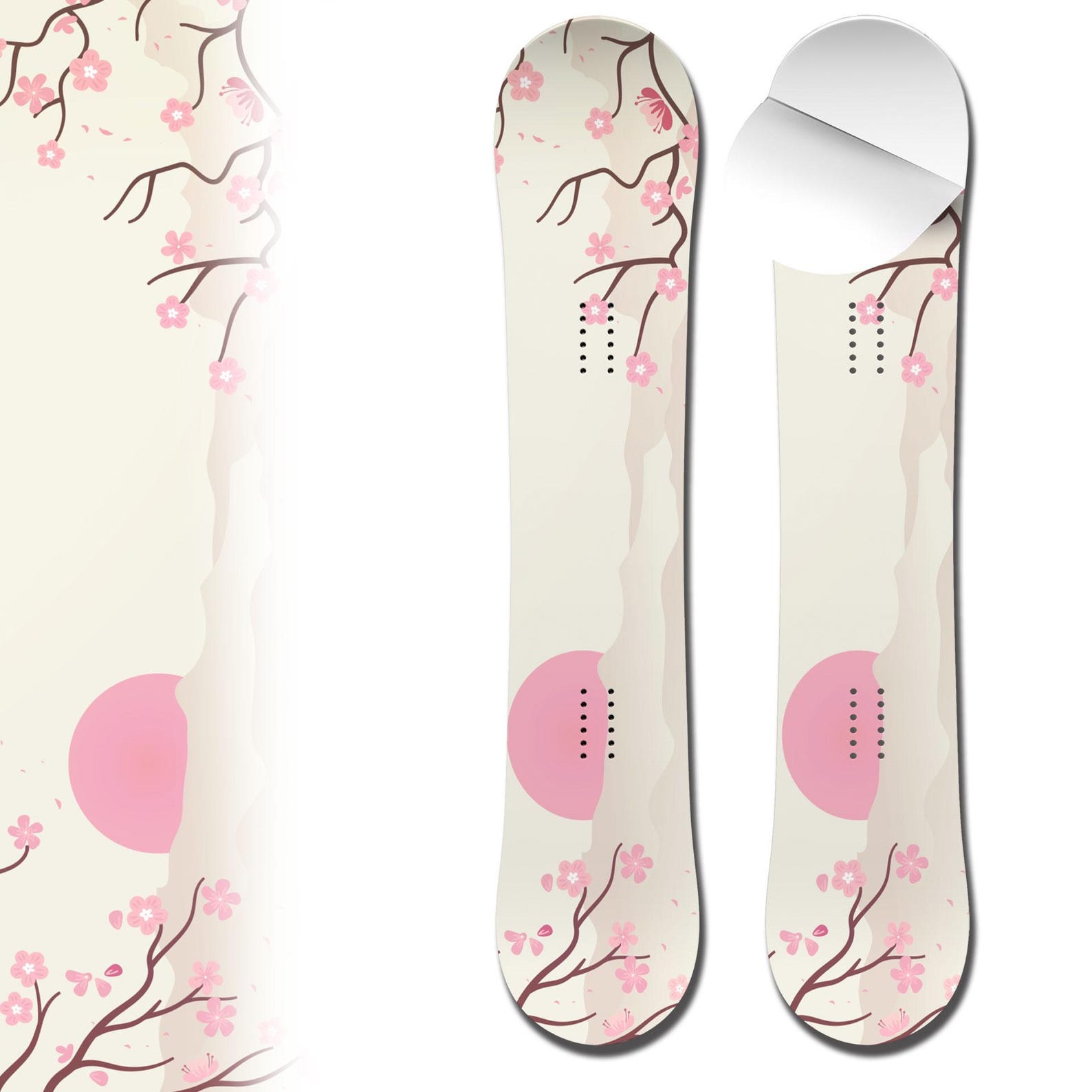0028 Peach Blossom Floral Laminated Adhesive Vinyl Snowboard Wrap and ...