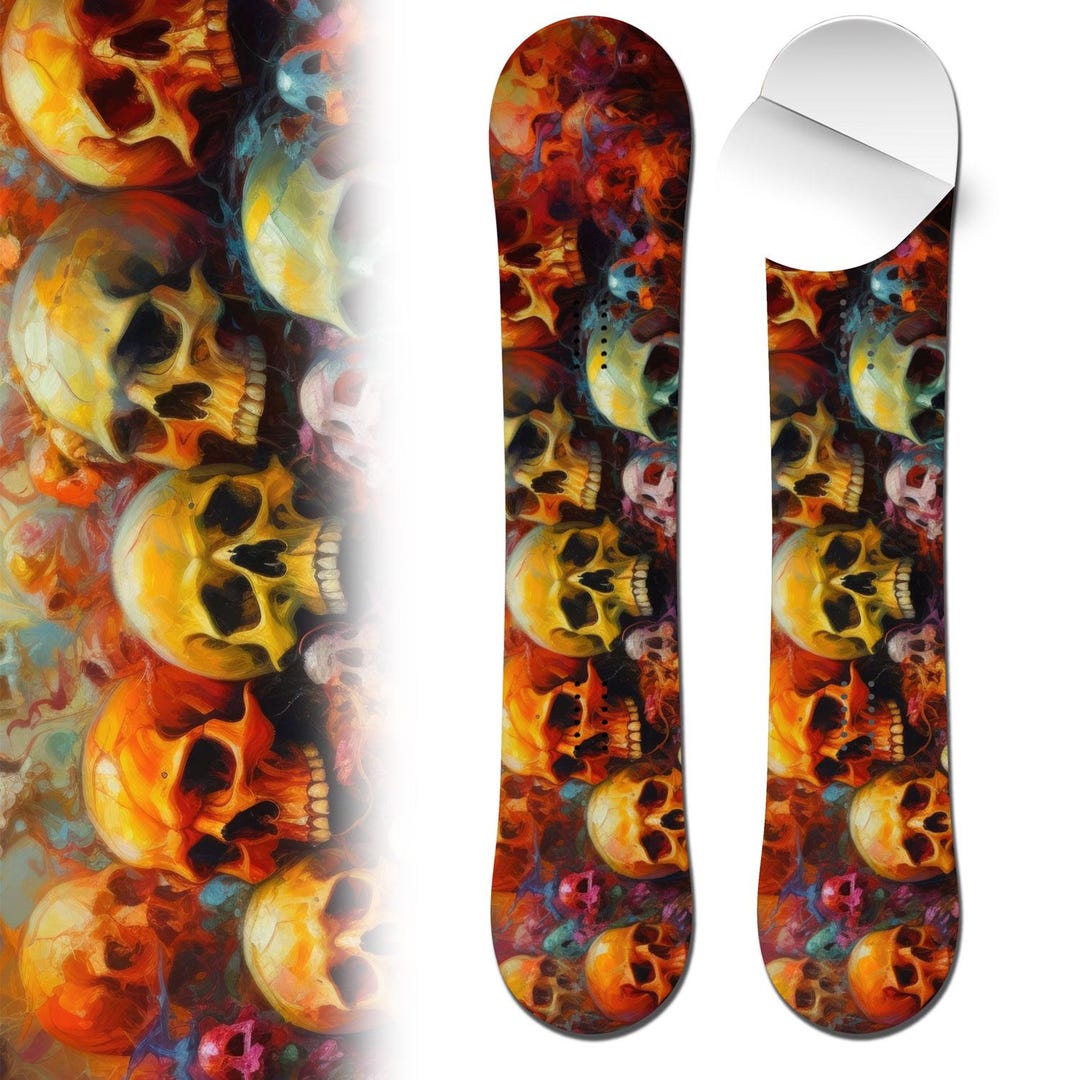 0001 Skulls Laminated Adhesive Vinyl Snowboard Wrap and Skin - up to 65 ...