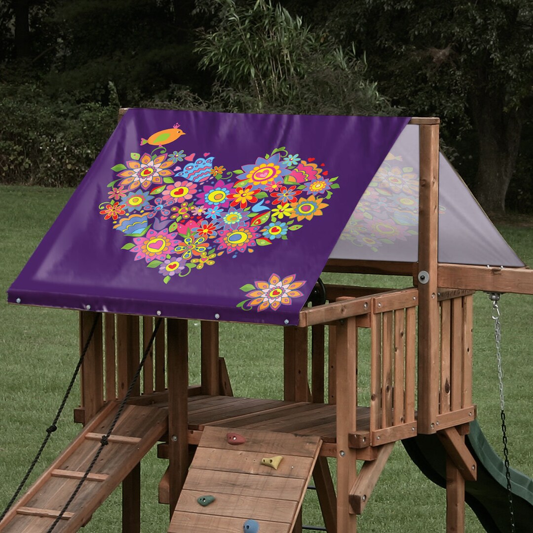 Heavy Duty 15 Oz Custom Flower Heart Tarp \ Canopy for Outdoor Playset ...