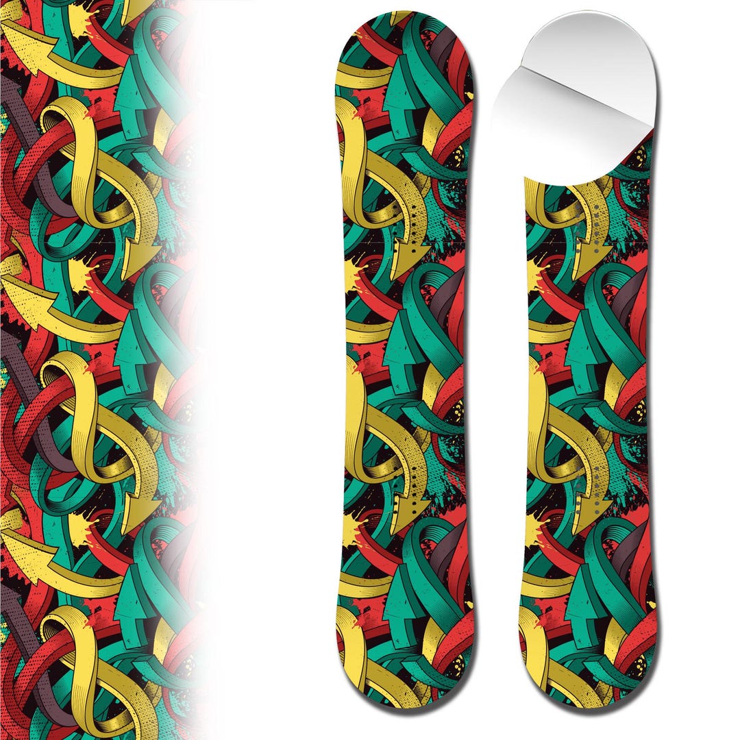 0024 Retro Graffiti Arrows Laminated Adhesive Vinyl Snowboard Wrap and ...