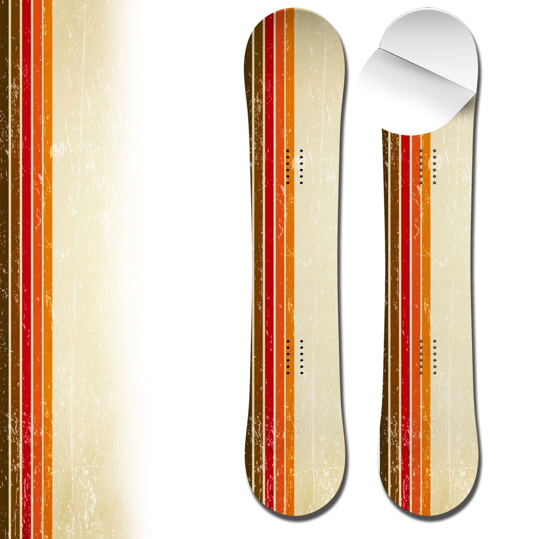 0041 Retro Stripes Adhesive Vinyl Snowboard Wrap and Skin - up to 65" X ...