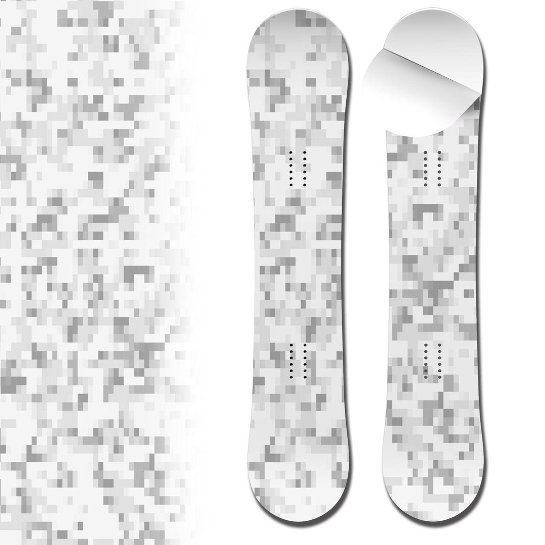 0040 White Snow Pixel Camo Adhesive Vinyl Snowboard Wrap and Skin - up ...