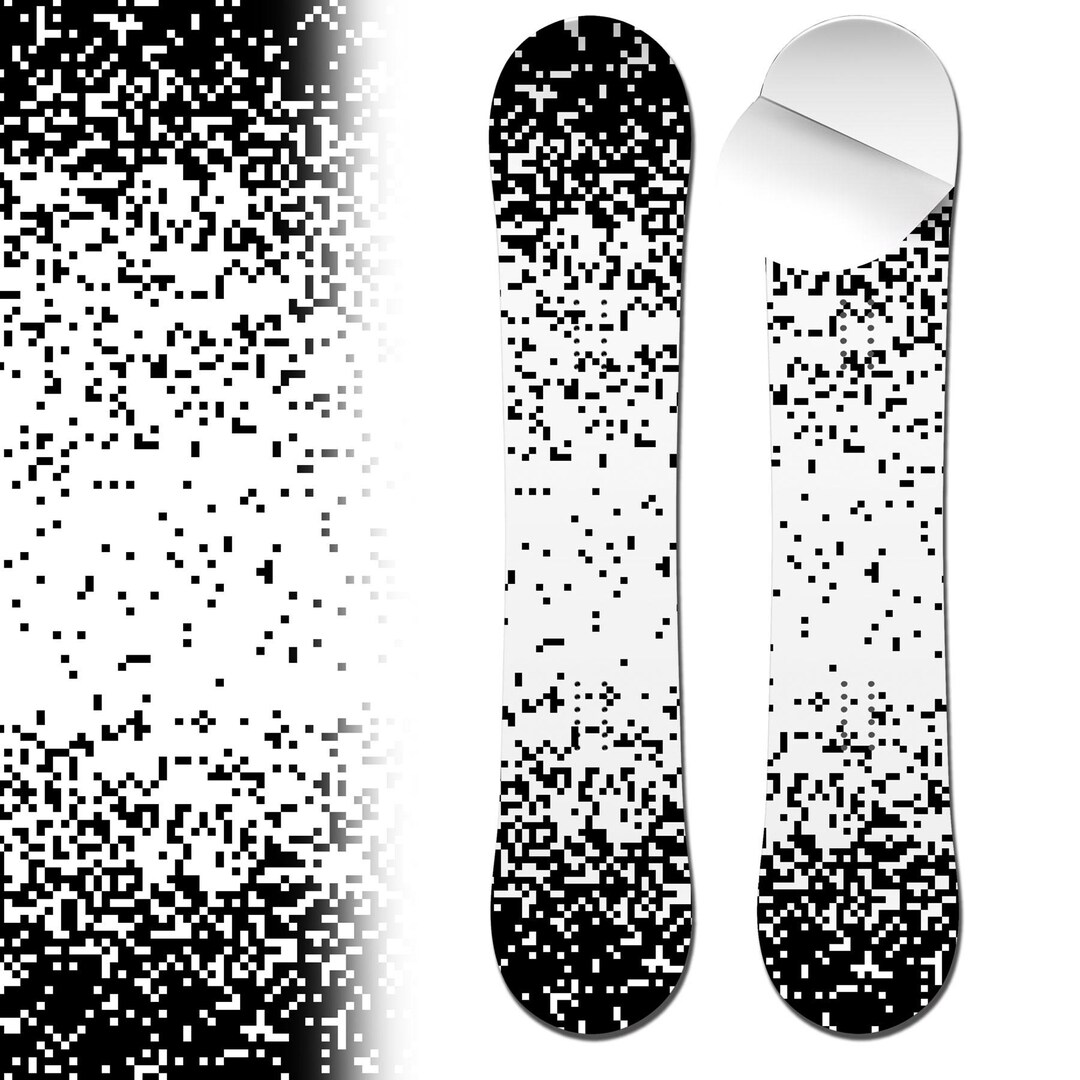 0002 Snow Pixels Laminated Adhesive Vinyl Snowboard Wrap and Skin - up ...