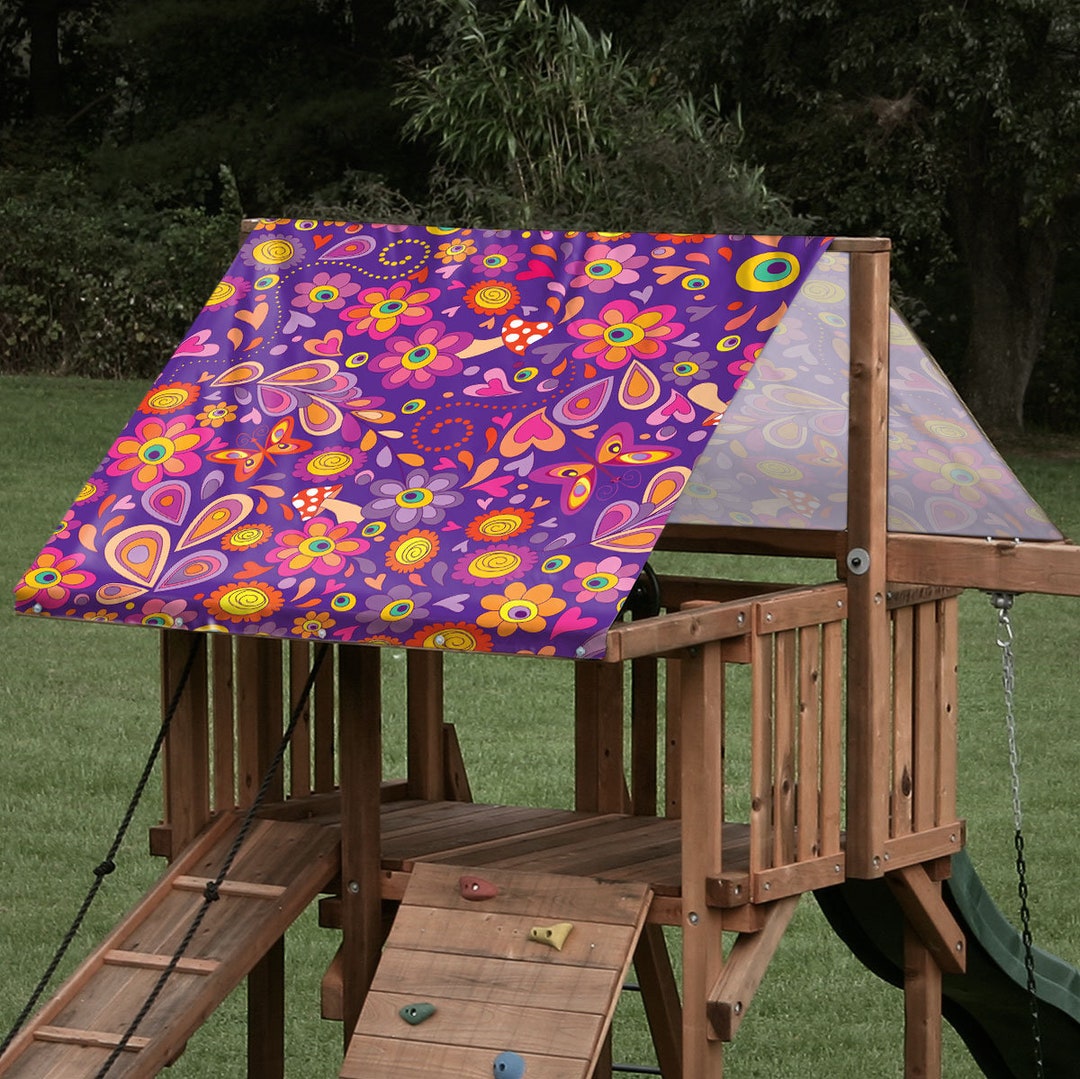 Heavy Duty 15 Oz Custom Purple Flower Funk Tarp \ Canopy for Outdoor ...