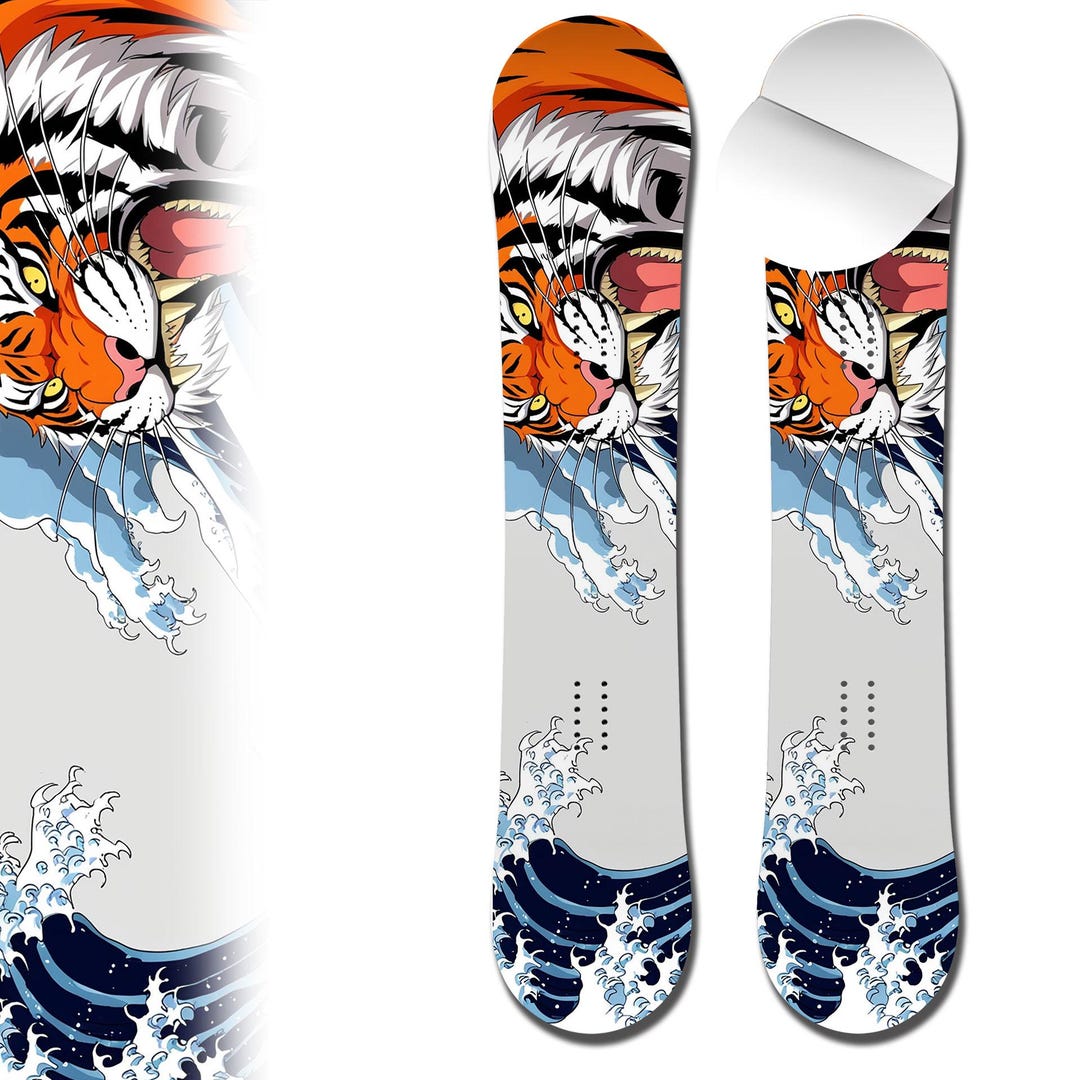 0066 Tiger and Wave Adhesive Vinyl Snowboard Wrap and Skin - up to 65 ...