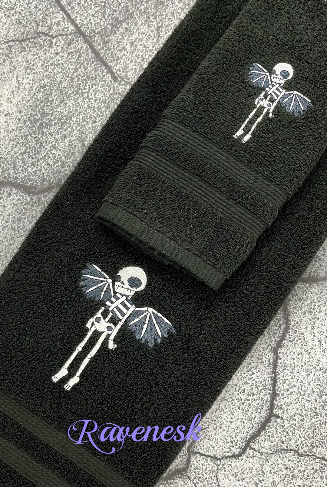 Skeleton Bath Towel Set Gothic Decor Black Decor Skulls - Etsy