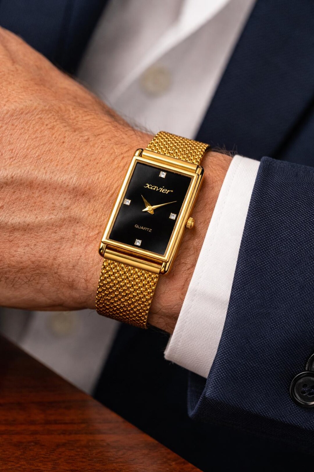 Vintage Xavier Diamond Accent Watch NOS With Box Papers – Gold Tone ...