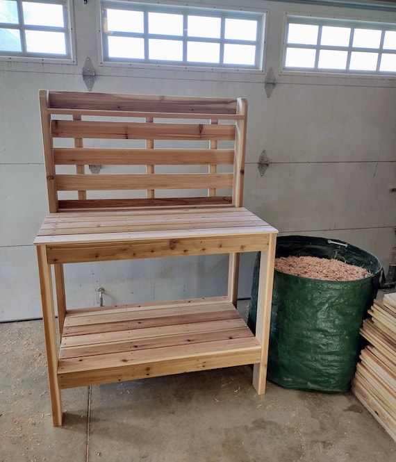 ALL CEDAR Potting Bench With Storage Shelves Easy Assembly with or Without Basin Etsy