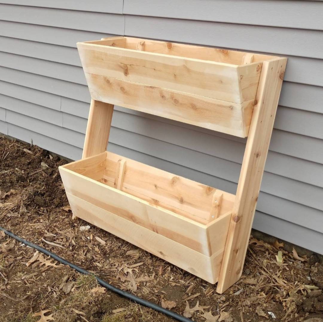 Vertical CEDAR Ladder Planter with Deep Boxes For Root | Etsy