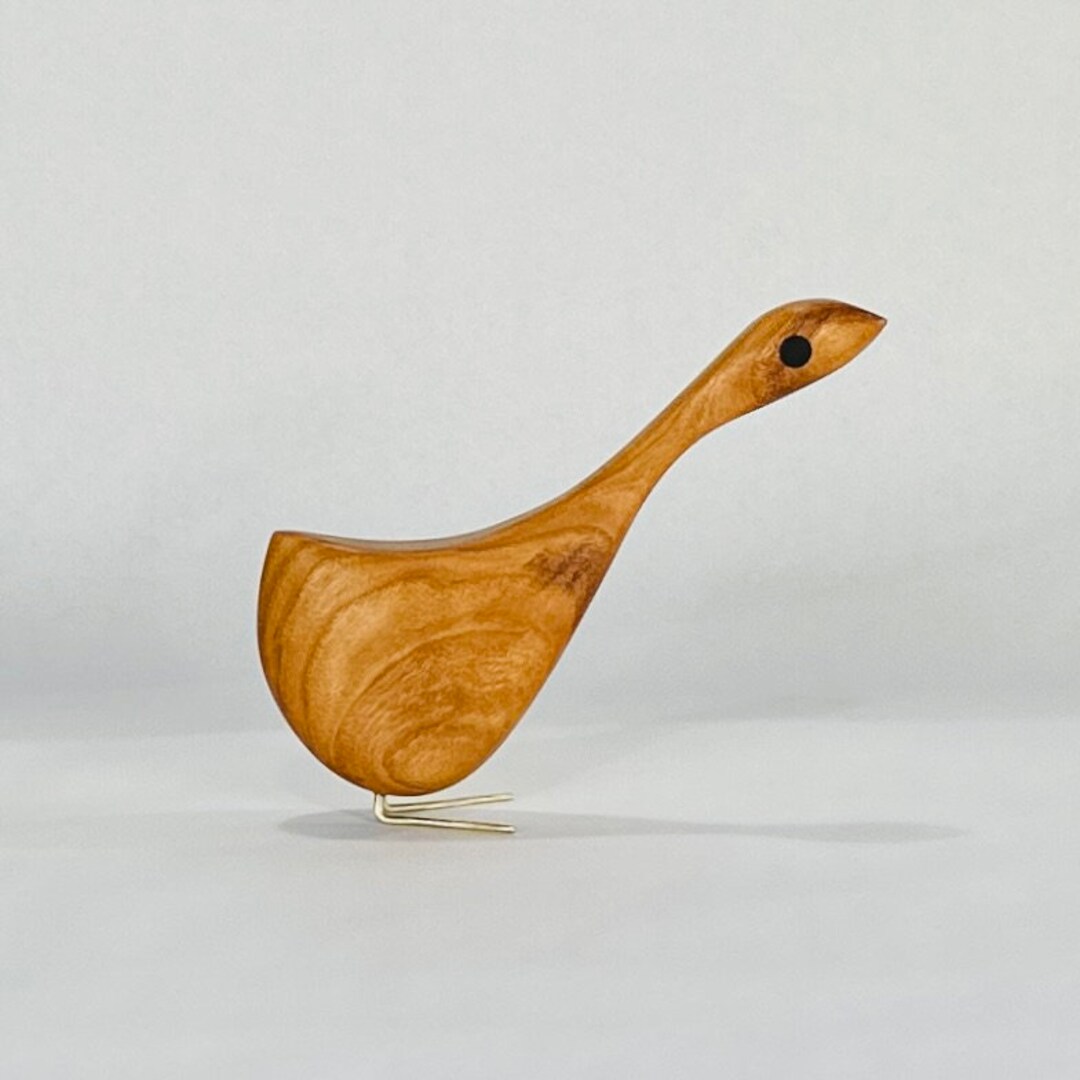Small Goose Wood Figurine in Cherry _ Jacob Hermann Inspired MCM Style ...