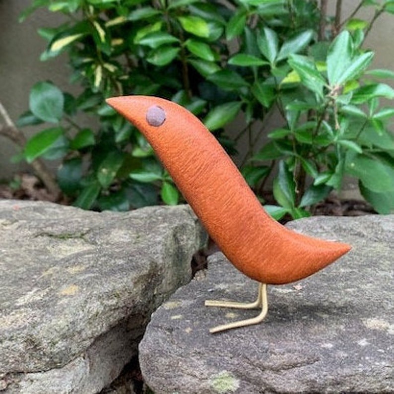 Jacob Hermann Inspired Wood Bird Figurines Flock of Five Mahogany Birds ...