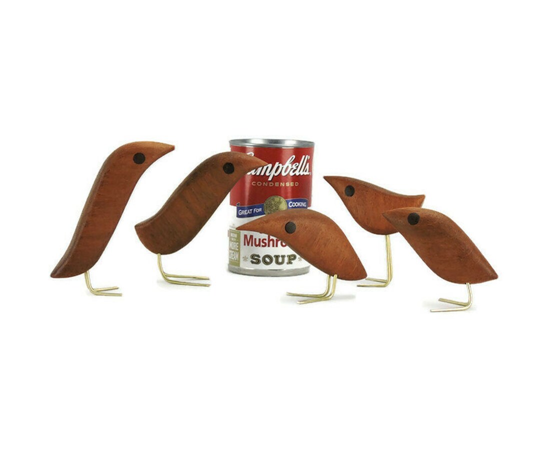 Jacob Hermann Inspired Wood Bird Figurines Flock of Five Mahogany Birds ...