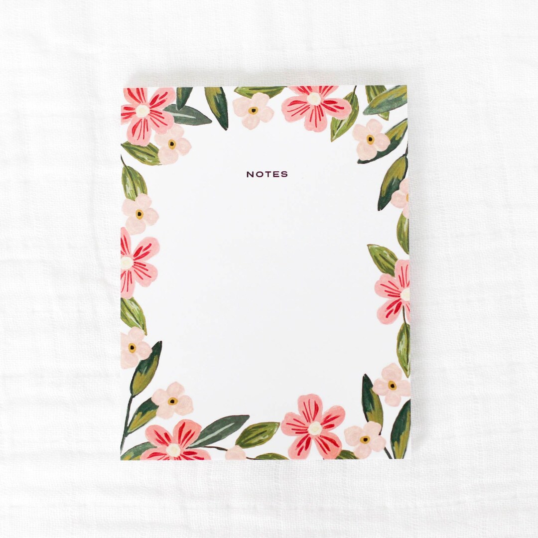 Pretty in Pink Floral Notepad, Small Gift for Her, Blank Memo Notepad ...