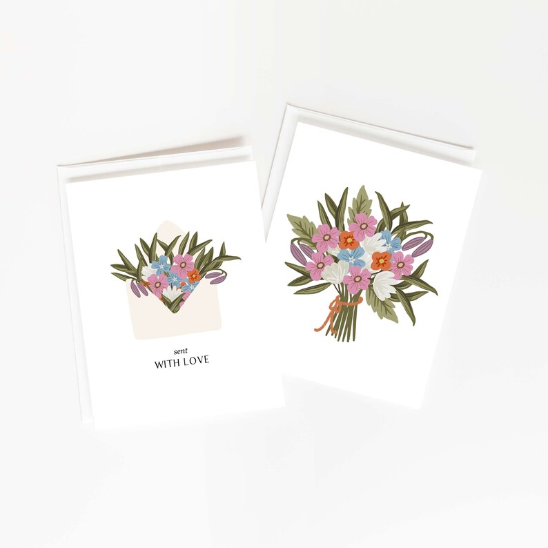 Spring Bouquet Card Collection, Friendship Cards, Floral Greeting Cards ...