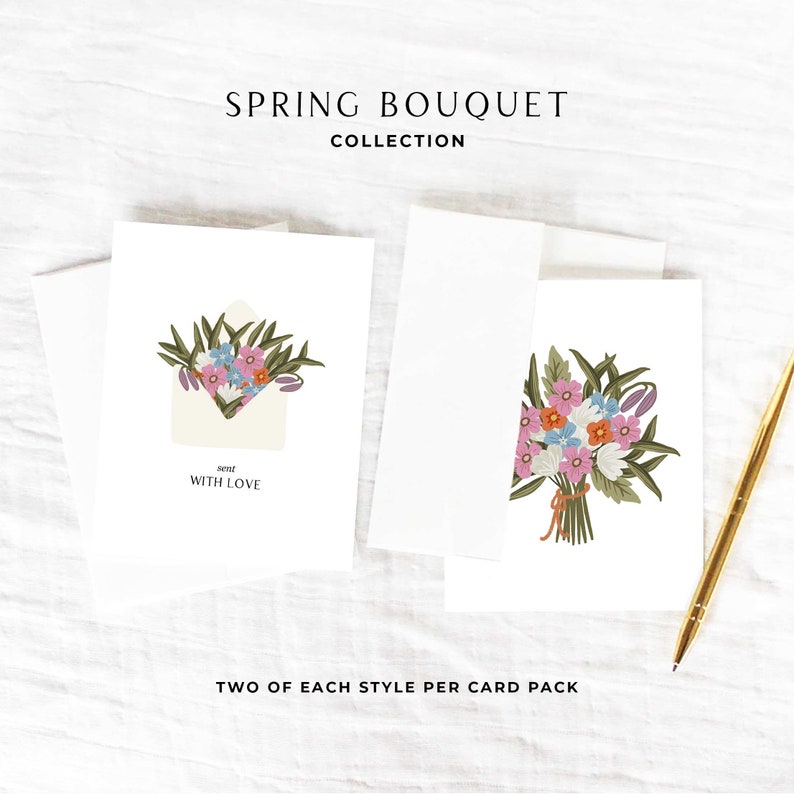 Spring Bouquet Card Collection, Friendship Cards, Floral Greeting Cards ...