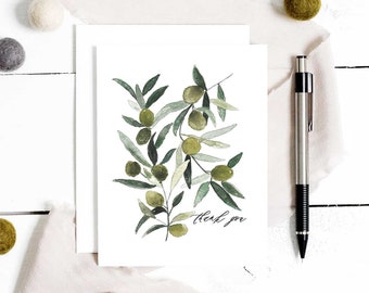 Olive Thank You Cards - Etsy