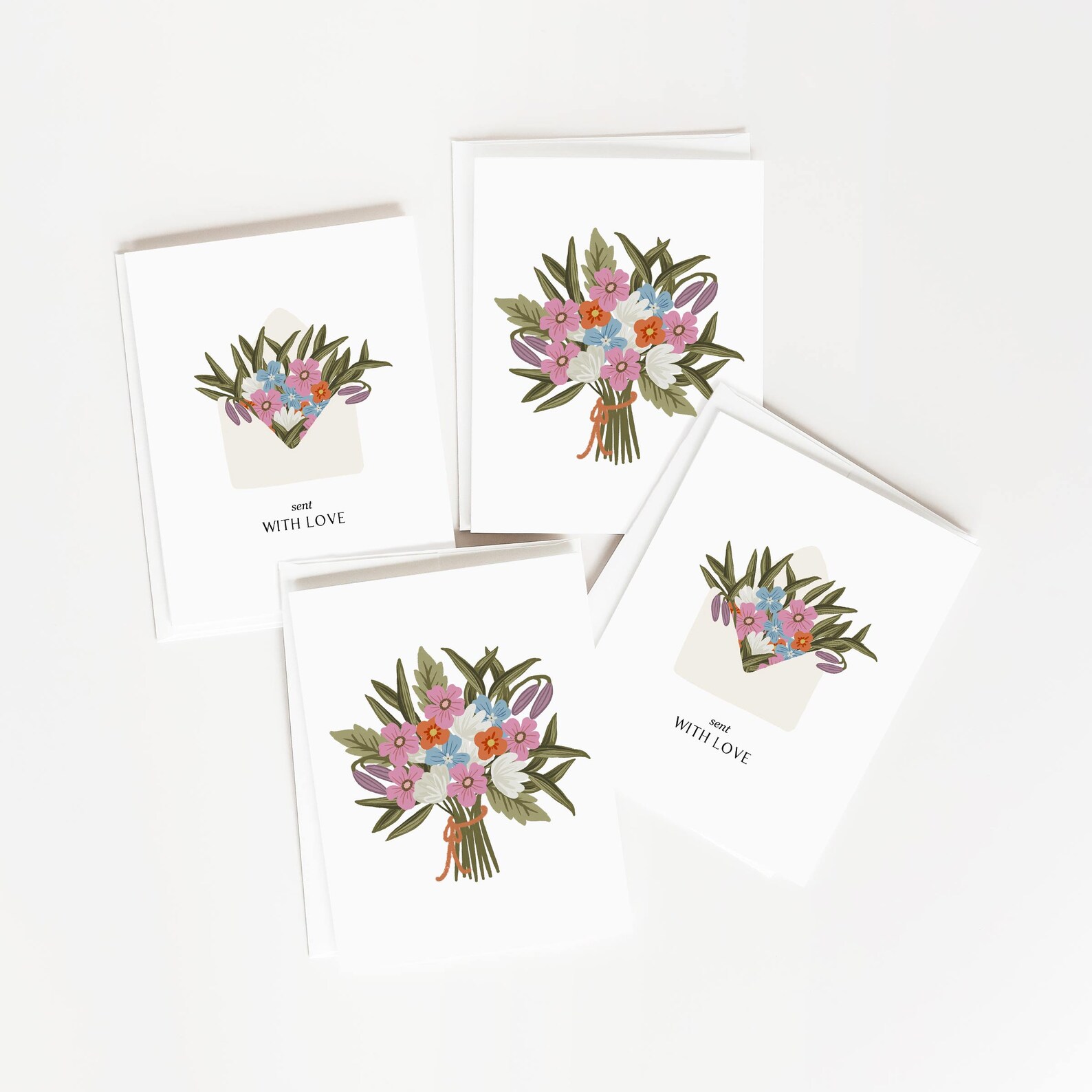 Spring Bouquet Card Collection, Friendship Cards, Floral Greeting Cards ...