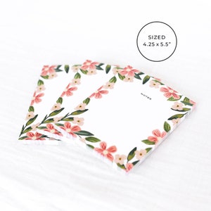 Pretty in Pink Floral Notepad, Small Gift for Her, Blank Memo Notepad ...