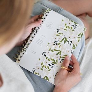 Muted Floral Spiral Notebook, Hardcover Lined Journal, Spiral Bound ...