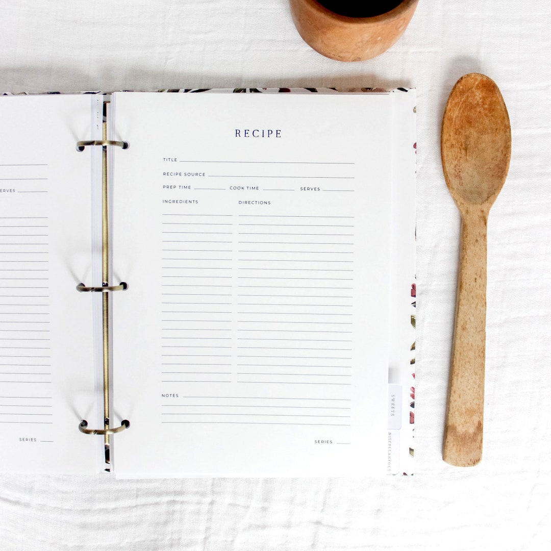 Extra Recipe Pages 40 Recipes | 20 Double-sided Recipe Pages, 3 Hole ...