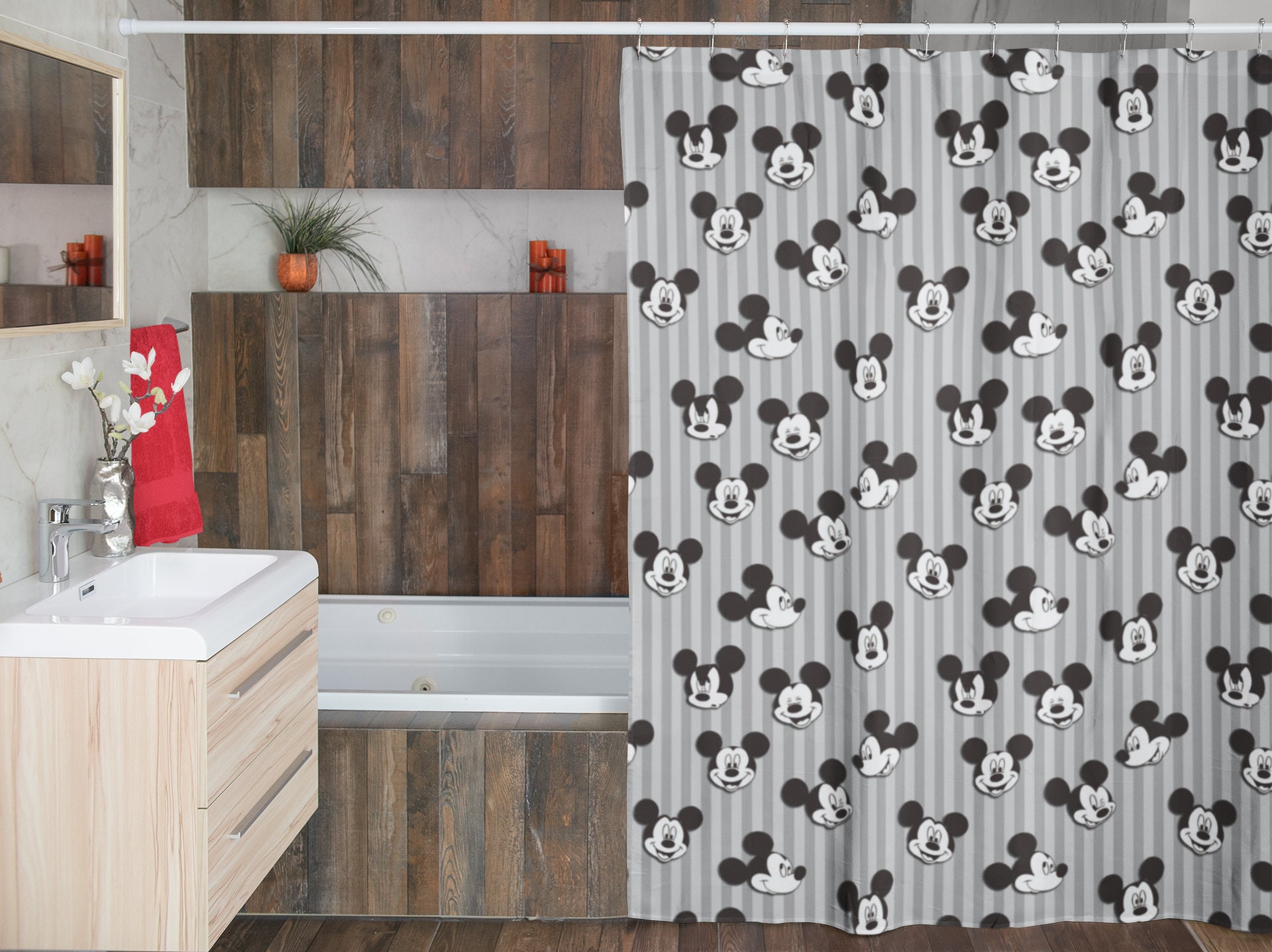 Disney Classic Mickey Mouse Faces Shower Curtain Mickey - Etsy
