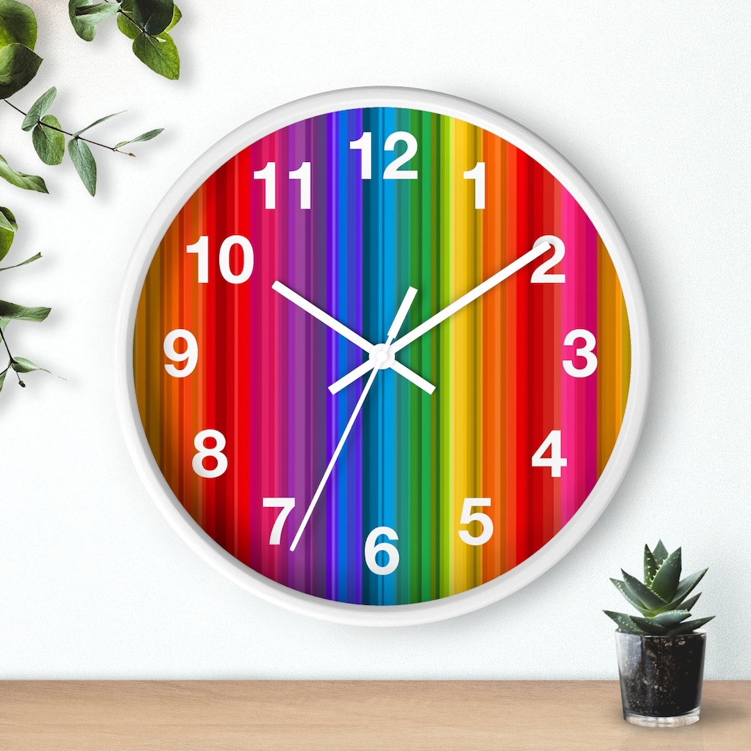Rainbow Wooden Clock, Pride Clock, Rainbow Office Gift, Pride Décor ...