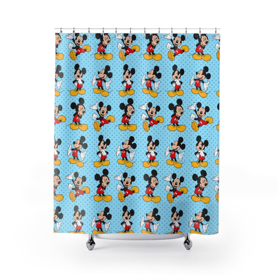 Disney Blue Mickey Mouse Shower Curtain, Mickey Shower Curtain, Disney ...