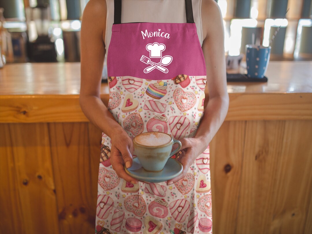 Personalized Sweet Treats Apron, Cupcakes and Macrons Apron, Chef's ...