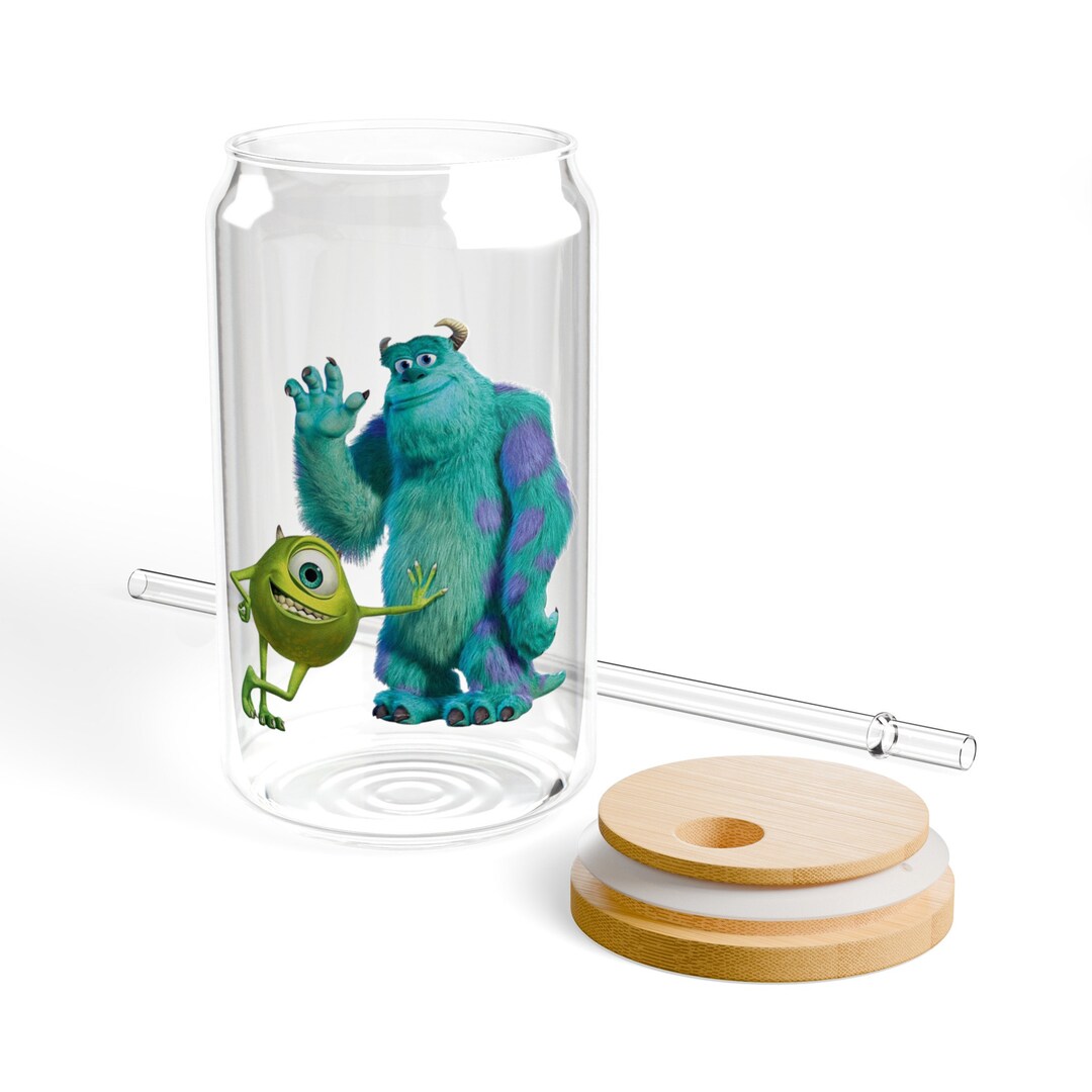 Disney Monsters Inc Sipper Glass With Bamboo Lid & Straw, 16oz Glass ...