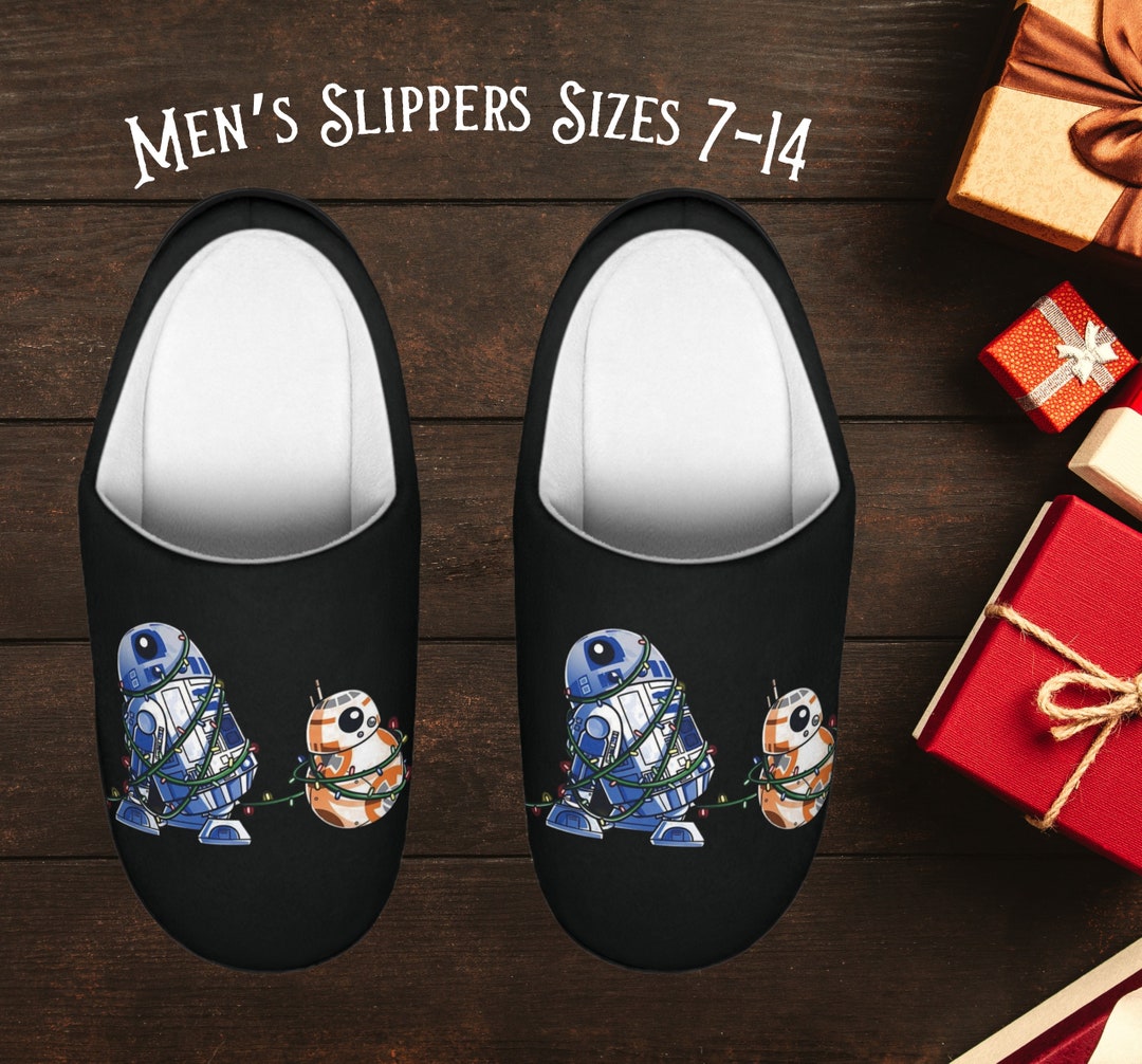 R2-D2 and BB-8 Droids Christmas Men's Indoor Slippers, Star Wars ...