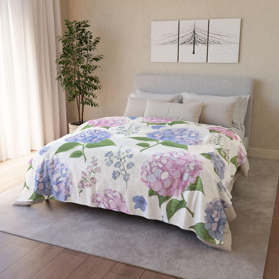 SOFT Hydrangeas Blanket, Spring Blanket, Floral Blanket, Soft Fleece ...