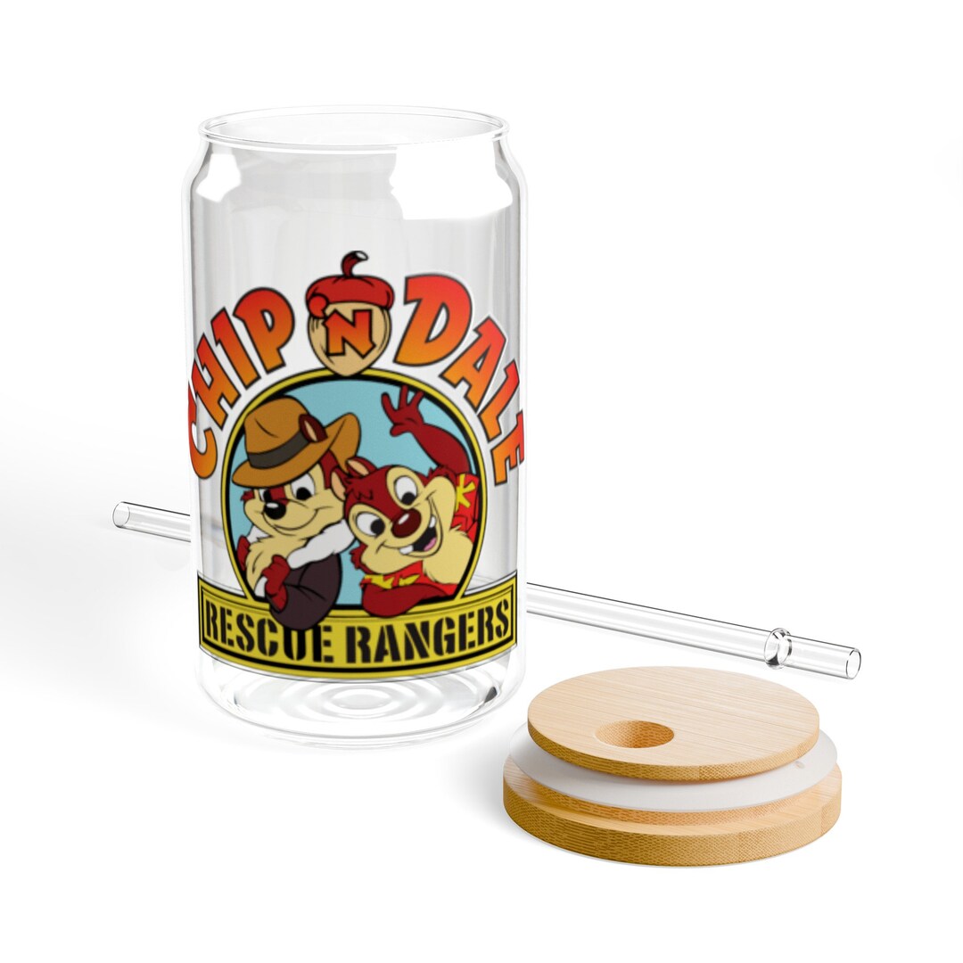 Disney Chip N Dale Rescue Rangers Sipper Glass With Bamboo Lid & Straw ...