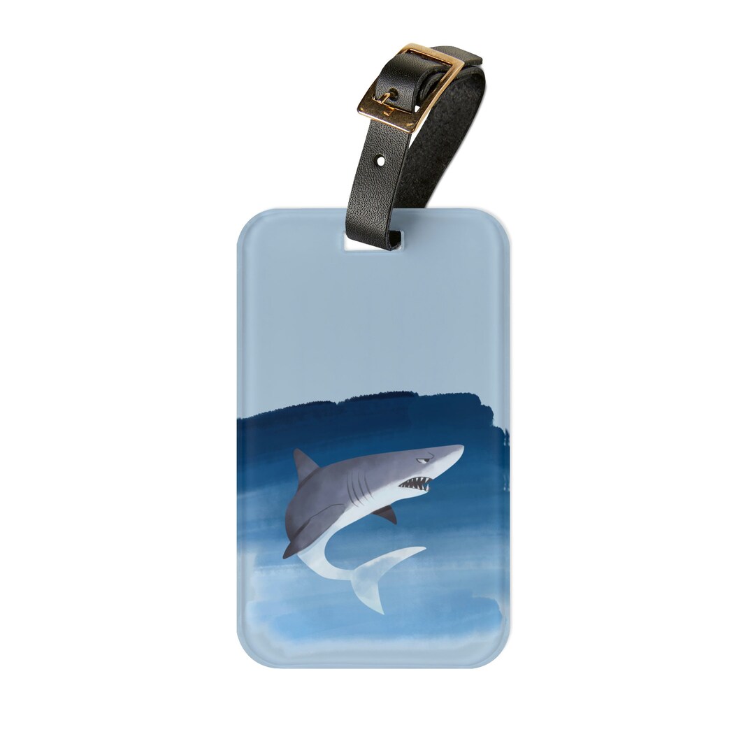 Shark Luggage Tag, Travel Tag, Vacation Suitcase Name Tag, Shark ...