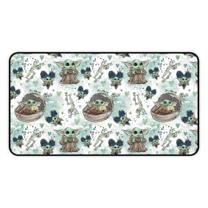 The Mandalorian Grogu & Frogs Desk Mat, Mandalorian Office, Baby Yoda ...