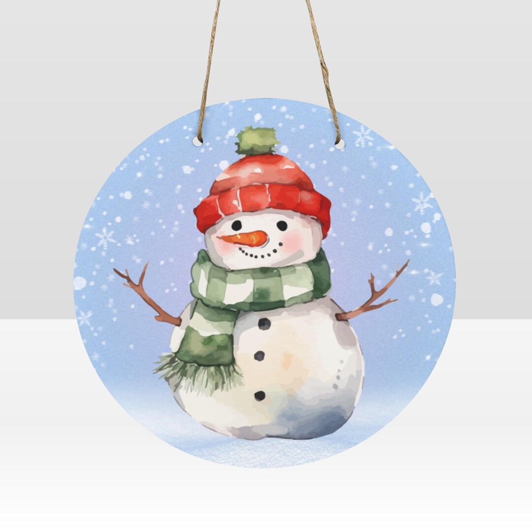 Watercolor Snowman Wood Sign, Winter Door Sign, Snowman Decoration ...
