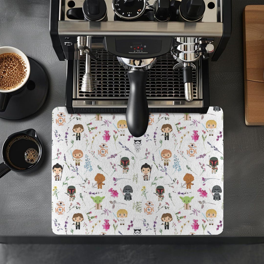 Star Wars Floral Coffee Mat, 3 Sizes, Yoda, Chewbacca, Boba Fett, Luke ...