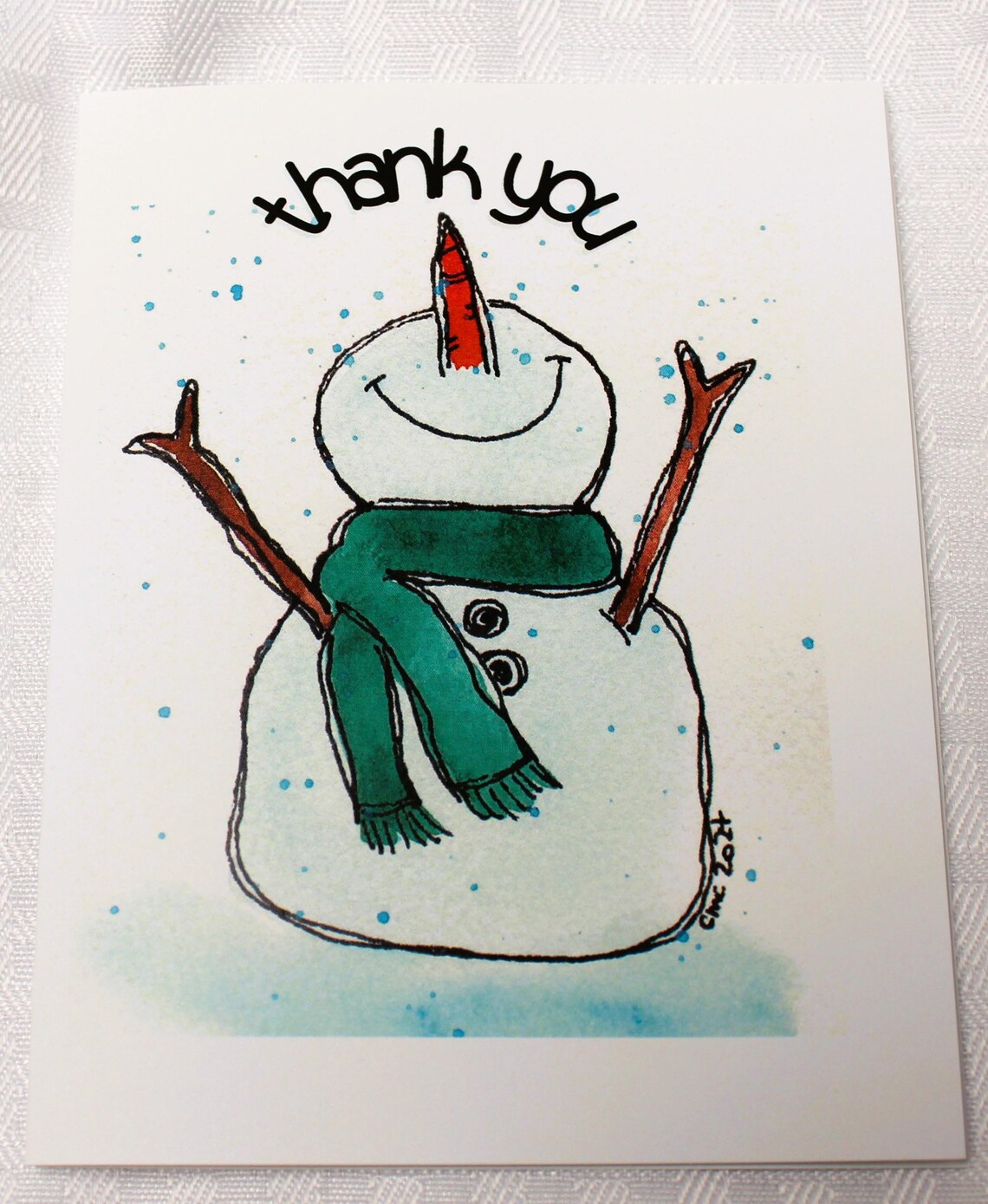 Snowman Thank You Card Set of 3 Snowman Card Set Blank Cards Folded ...