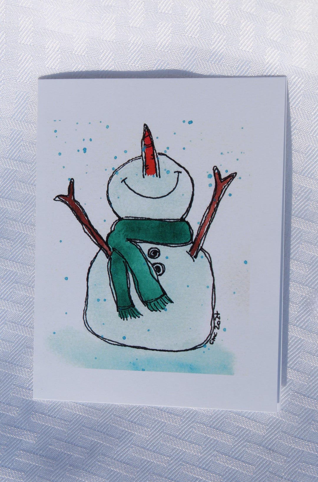 Snowman Watercolor Art Cards - Set of 3 Blank Notecards - Etsy