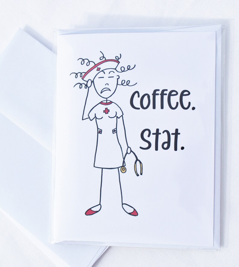 Coffee Stat Greeting Card for Nurses Crabby Girl Nurse Card - Etsy